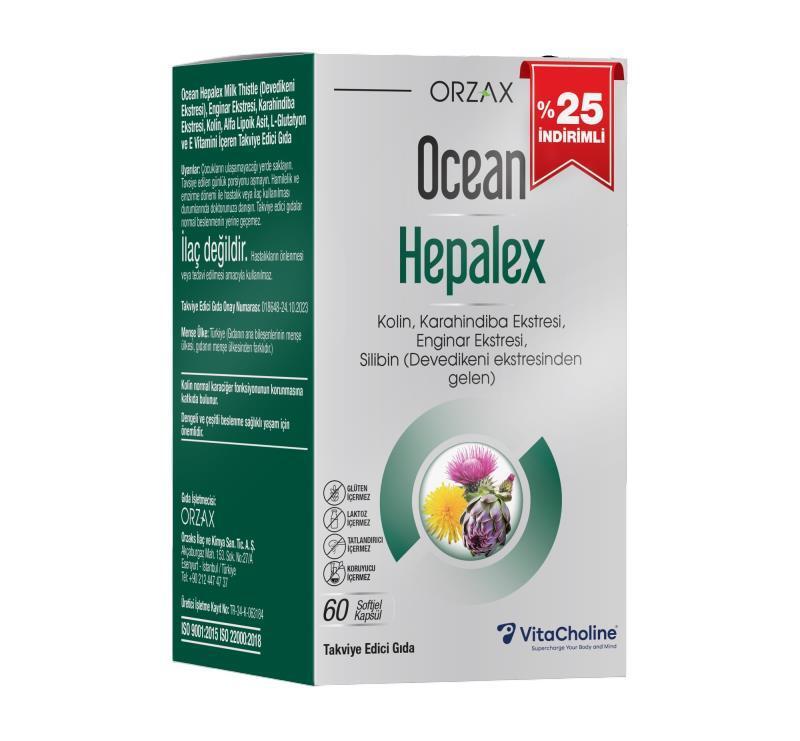 Ocean Hepalex Omega-3 - 60 Softgels for Heart & Brain | Beauty Care Bag