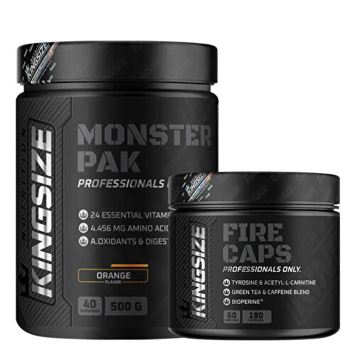 Kingsize Nutrition Fire Caps + Monster Pak Combination | Beauty Care Bag